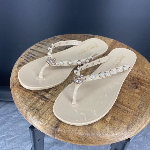 Juicy Couture | Shoes | Juicy Couture Rhea Nude Pearl Flip Flops | Poshmark